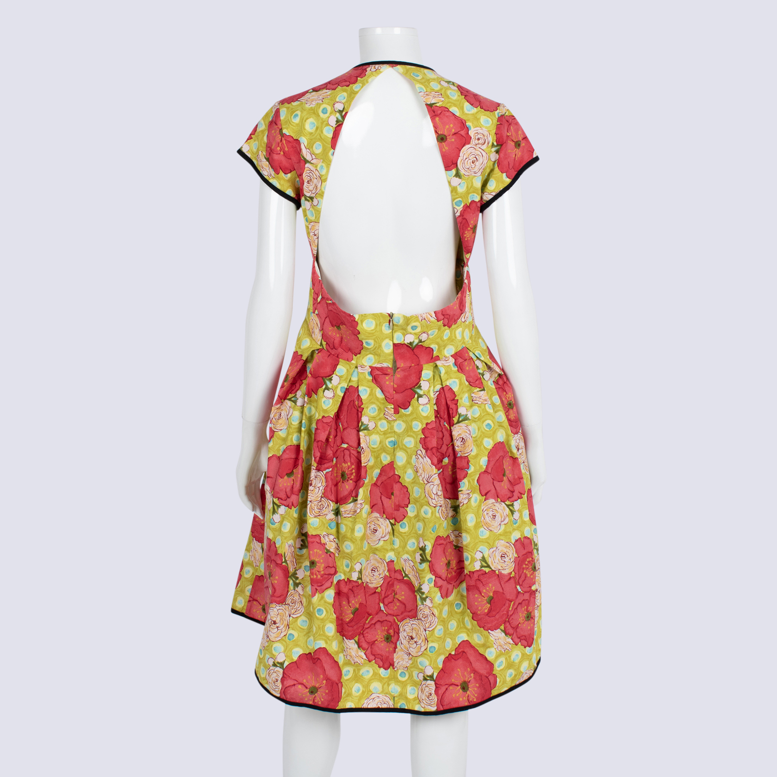 Yaly Couture Cutout Back Floral Midi Dress