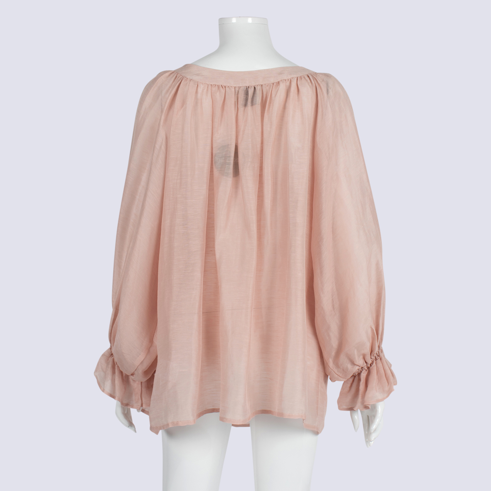 Aje Pink Linen/Silk Bend LS Top