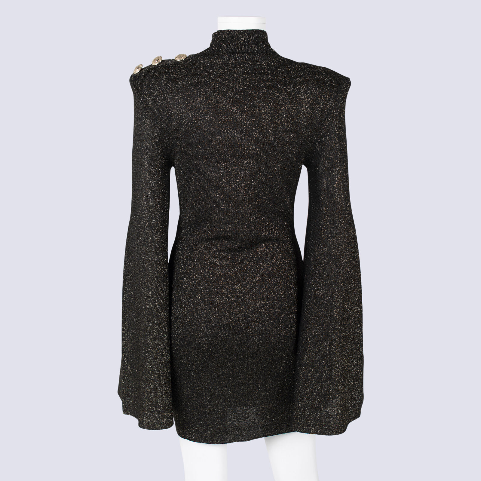 Rebecca Vallance LS High Neck Knit Gold Shimmer Dress