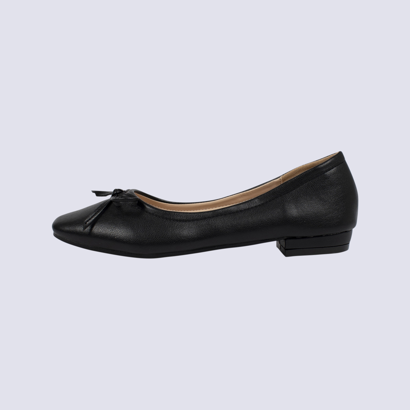 Kagui Black Leather Flat Pumps