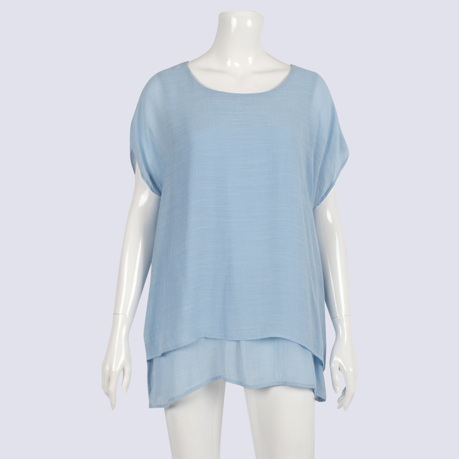 Katies Light Blue Layered Shell Top