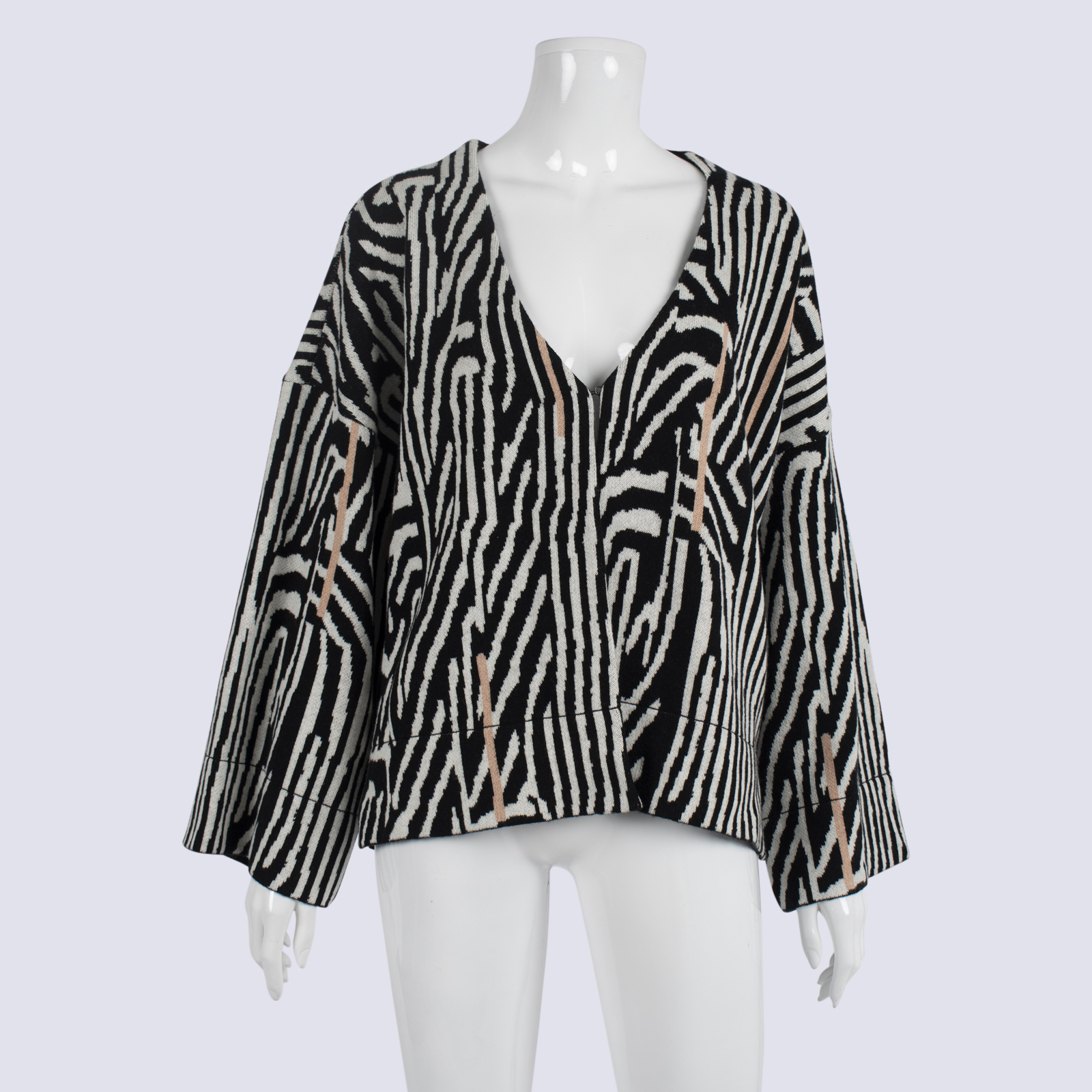 Elk Zebra Pattern Knit Cardigan