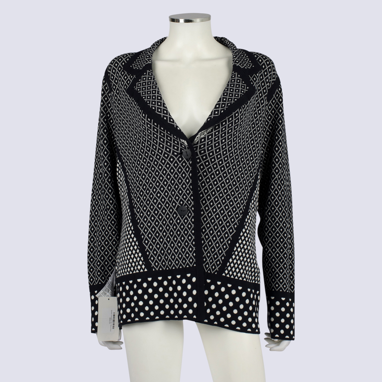 NWT Basler Navy Print Reversable Cardigan