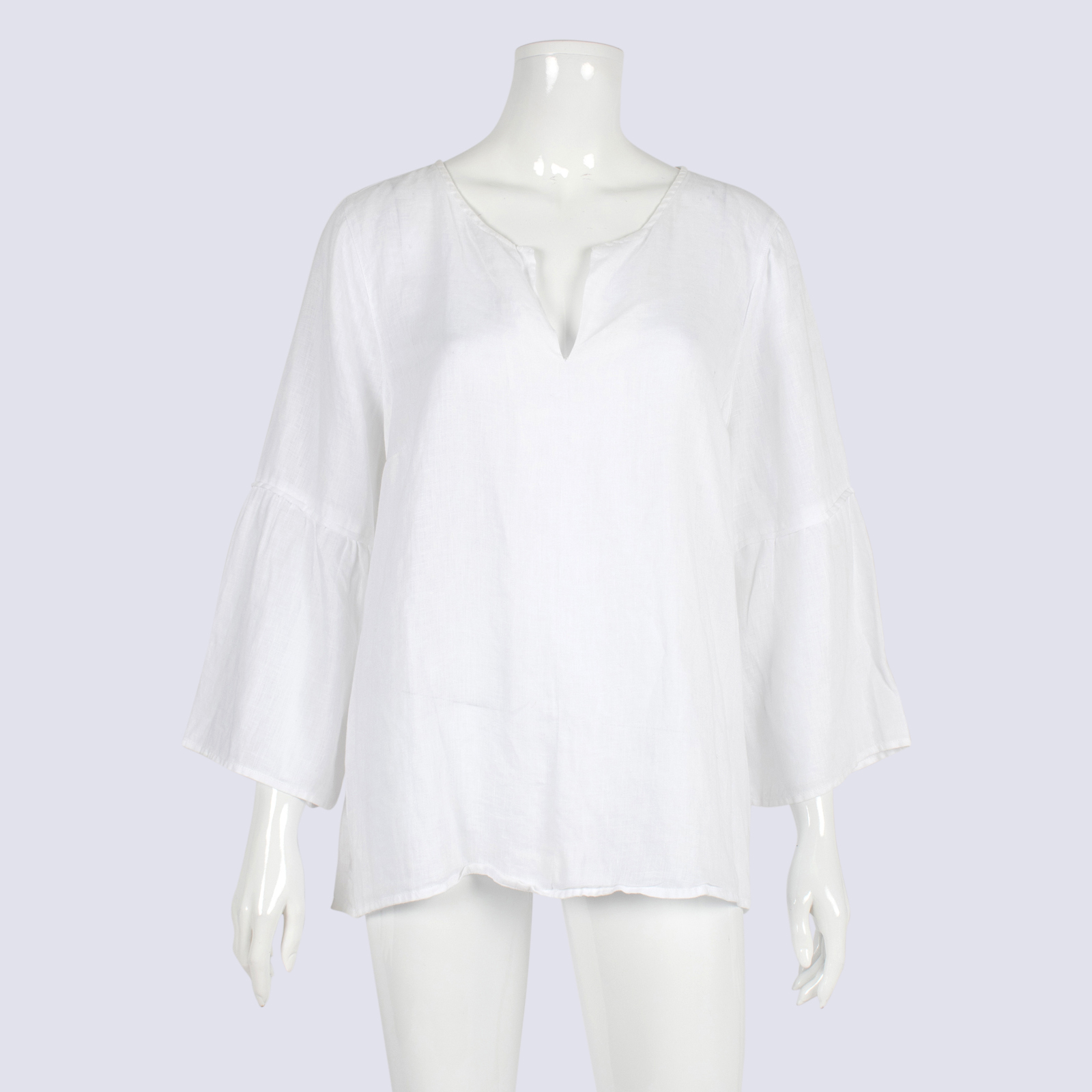 Sussan White Bell Sleeve Linen Top