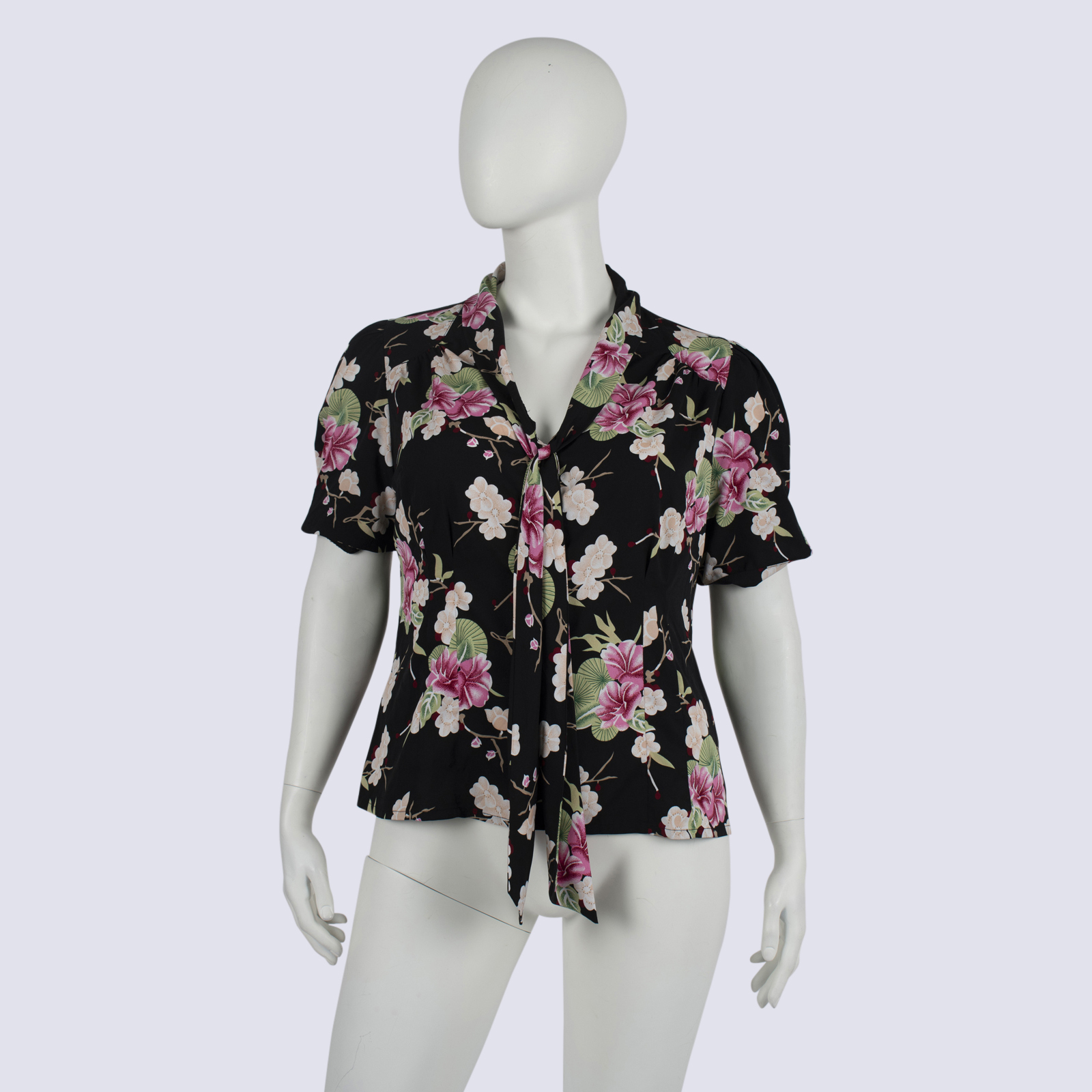 Hell Bunny Sheer Black & Pink Button-up Top