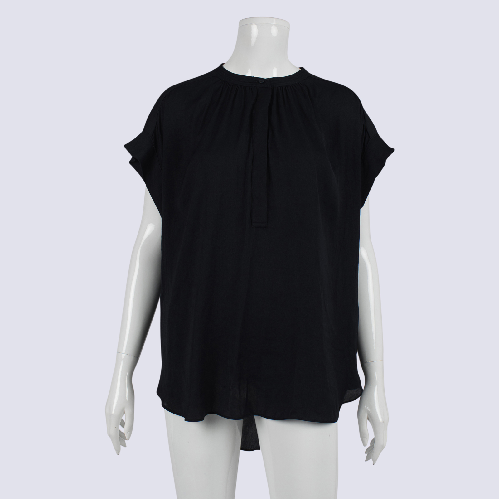 Witchery Navy Front Button Short Sleeve Top