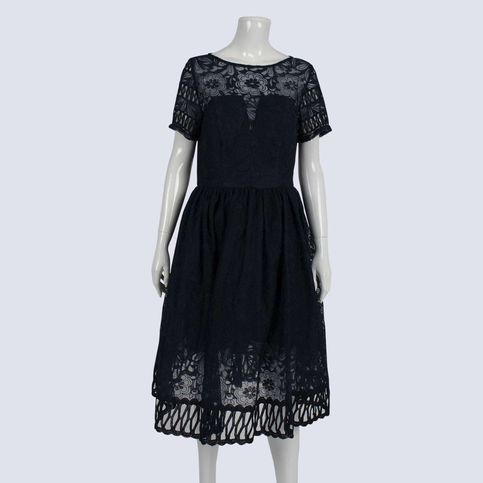Cap Sleeve Lacework Tulle Dress - Chi Chi