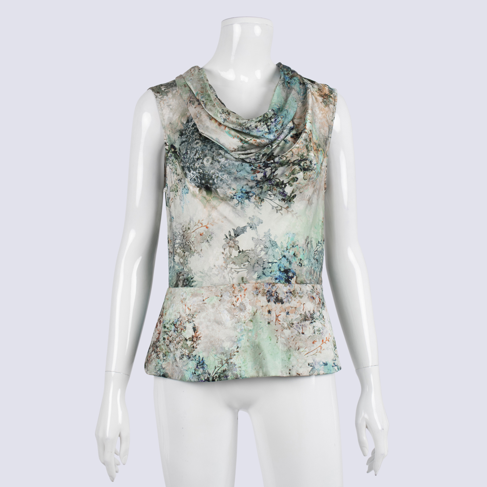 Cowl Neck Sleeveless Blouse With Side Zipper - Perri Cutten