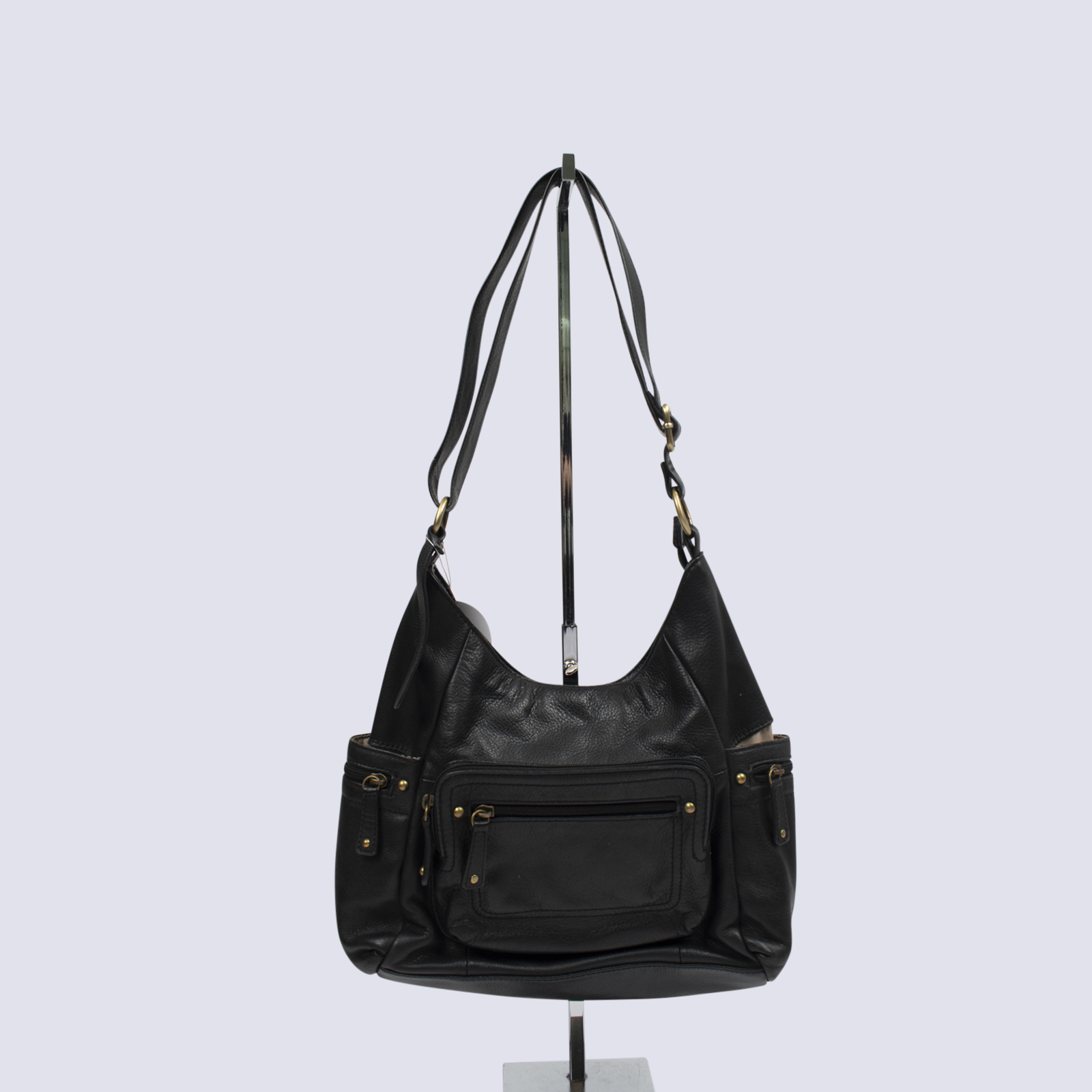Colorado Black Vintage Multi Pocket Leather Handbag