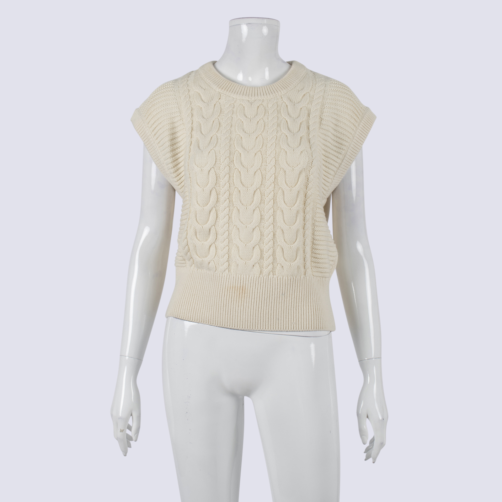 French Connection Cream Cable Knit Vest
