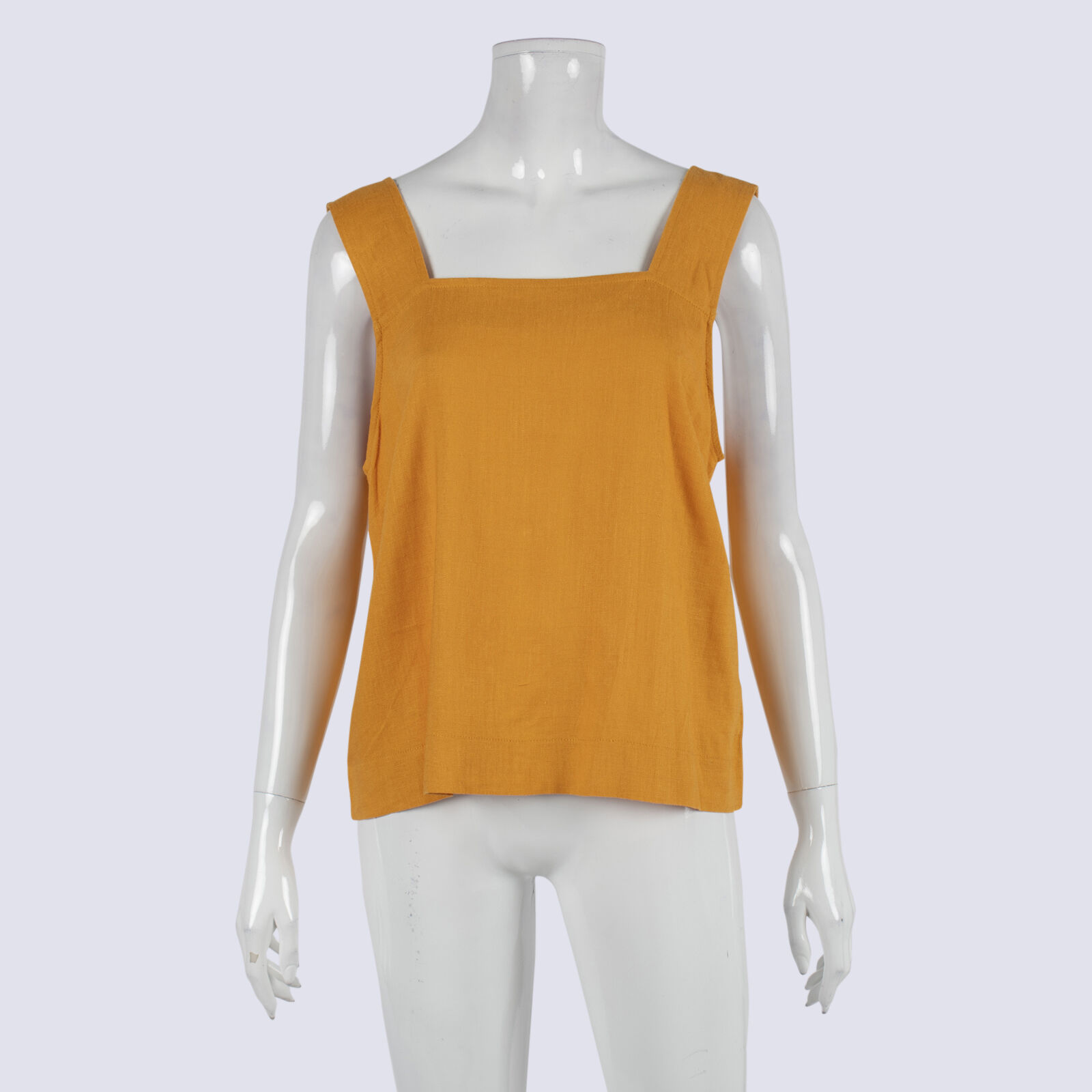 Jeans West Sleeveless Linen Blend Top Buttons Down Back