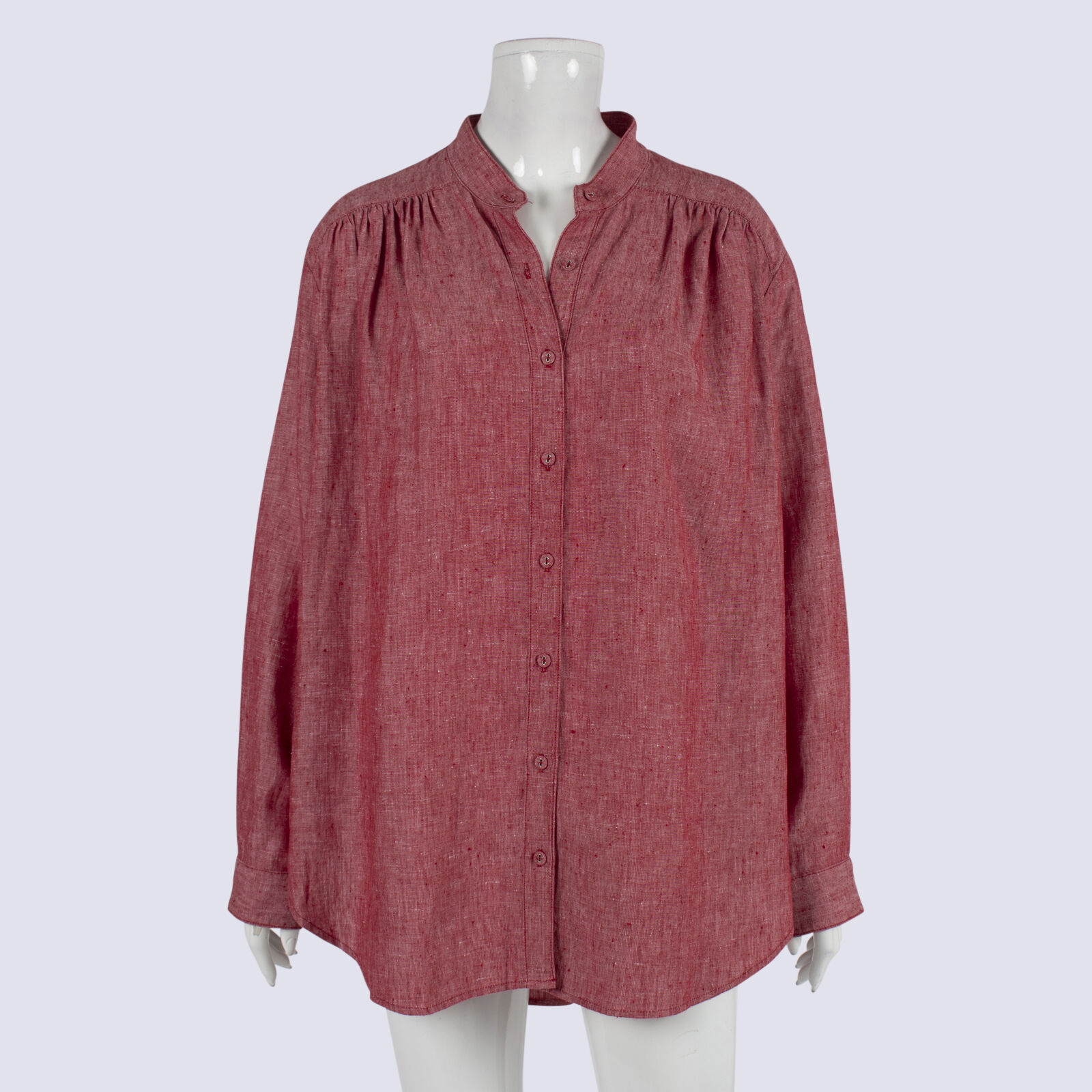 Eva Sunday Red Oversized Long Sleeve Linen Blouse