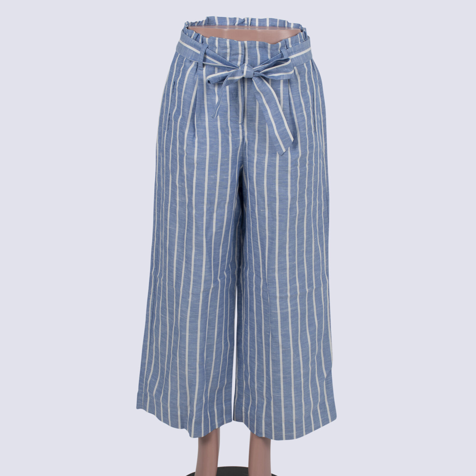 Sussan Cropped Wide Leg Linen Blend Pans With Belt