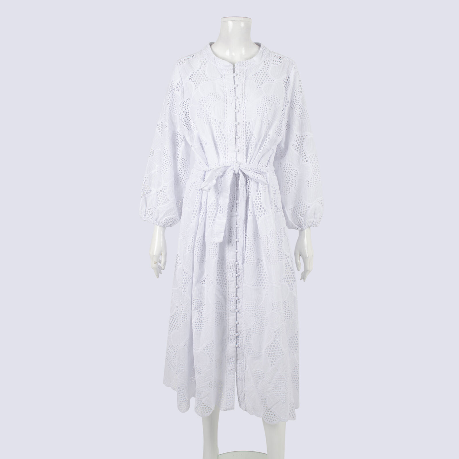 NWT Sussan White Broderie Short Sleeve Dress With Slip