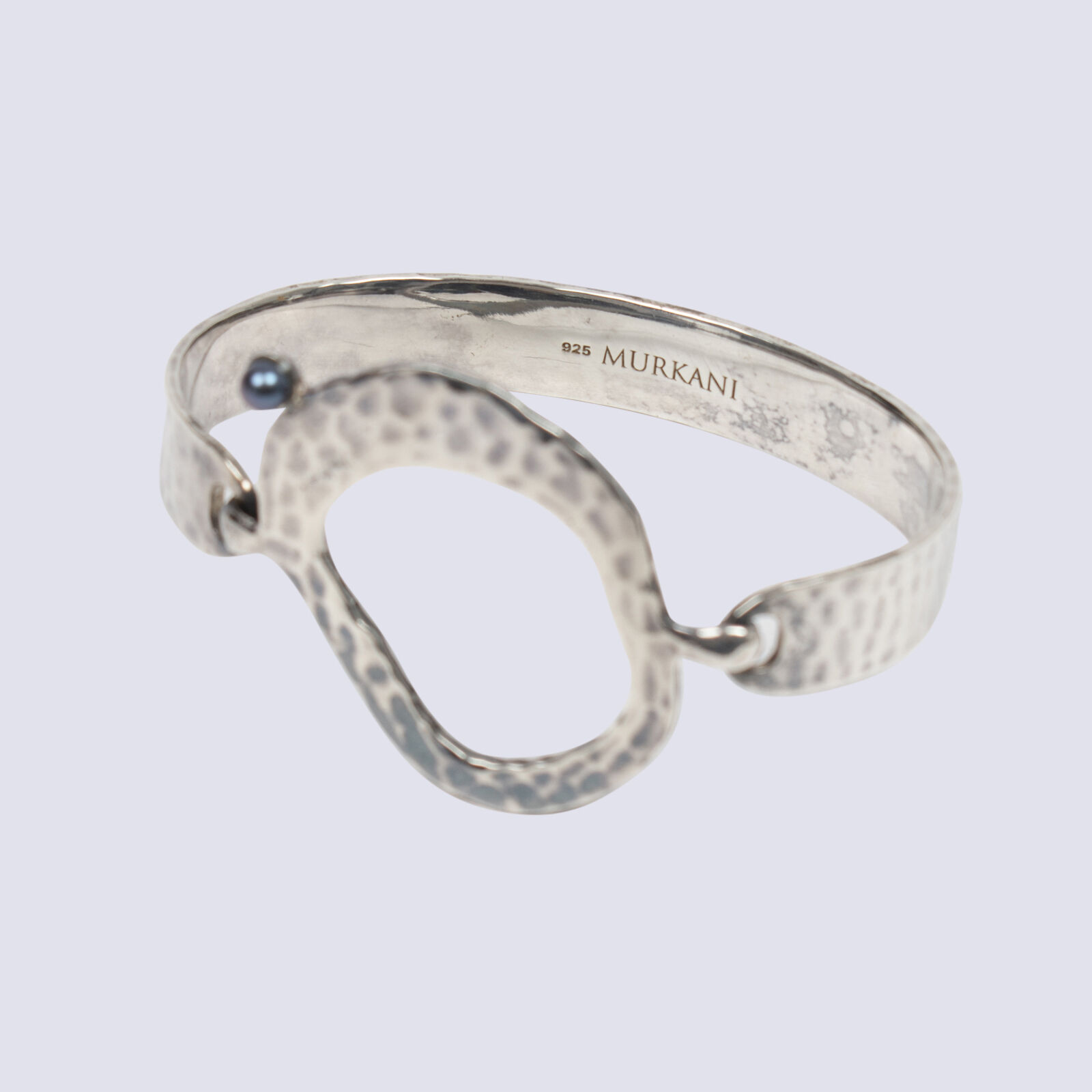 Murkani Silver Bangle With Black Stone