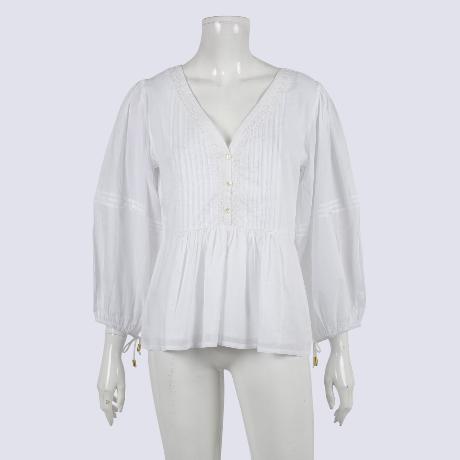 NWT Humidity White Cotton Blouse w Lace Detail