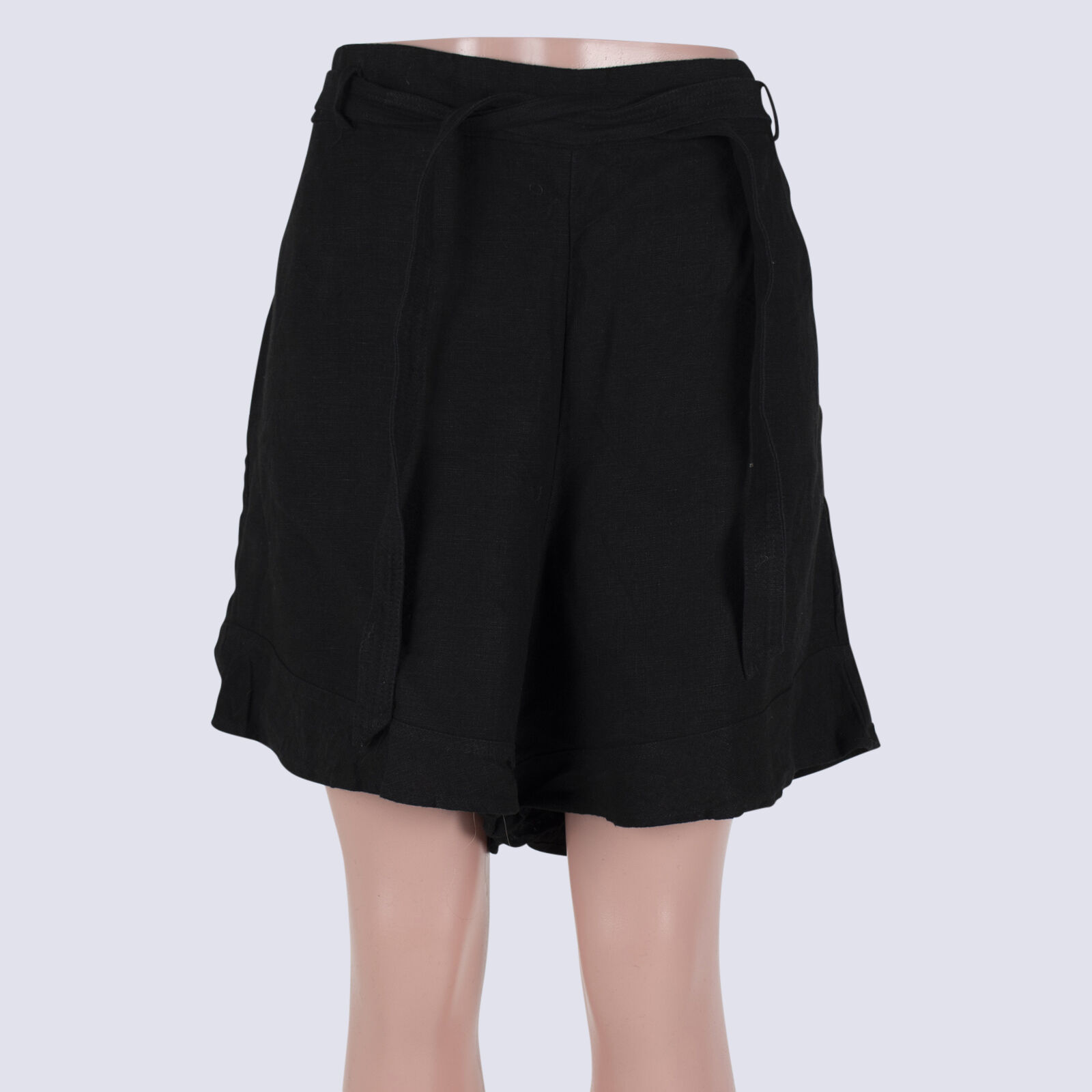 Witchery Black Linen Shorts With Tie Waist